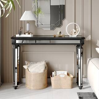 GDF Studio - Rutherford Art Deco Wood and Glass Console Table - Bed ...