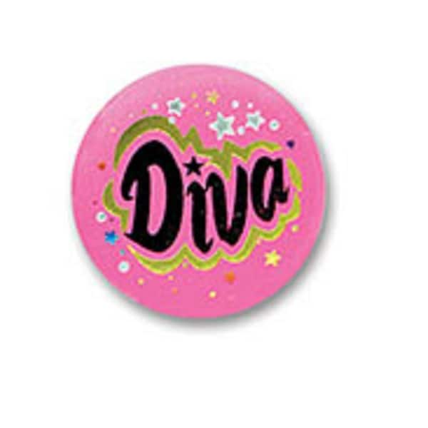 Pack of 6 Birthday Themed "Diva" Pink Satin Button Costume Accessories ...