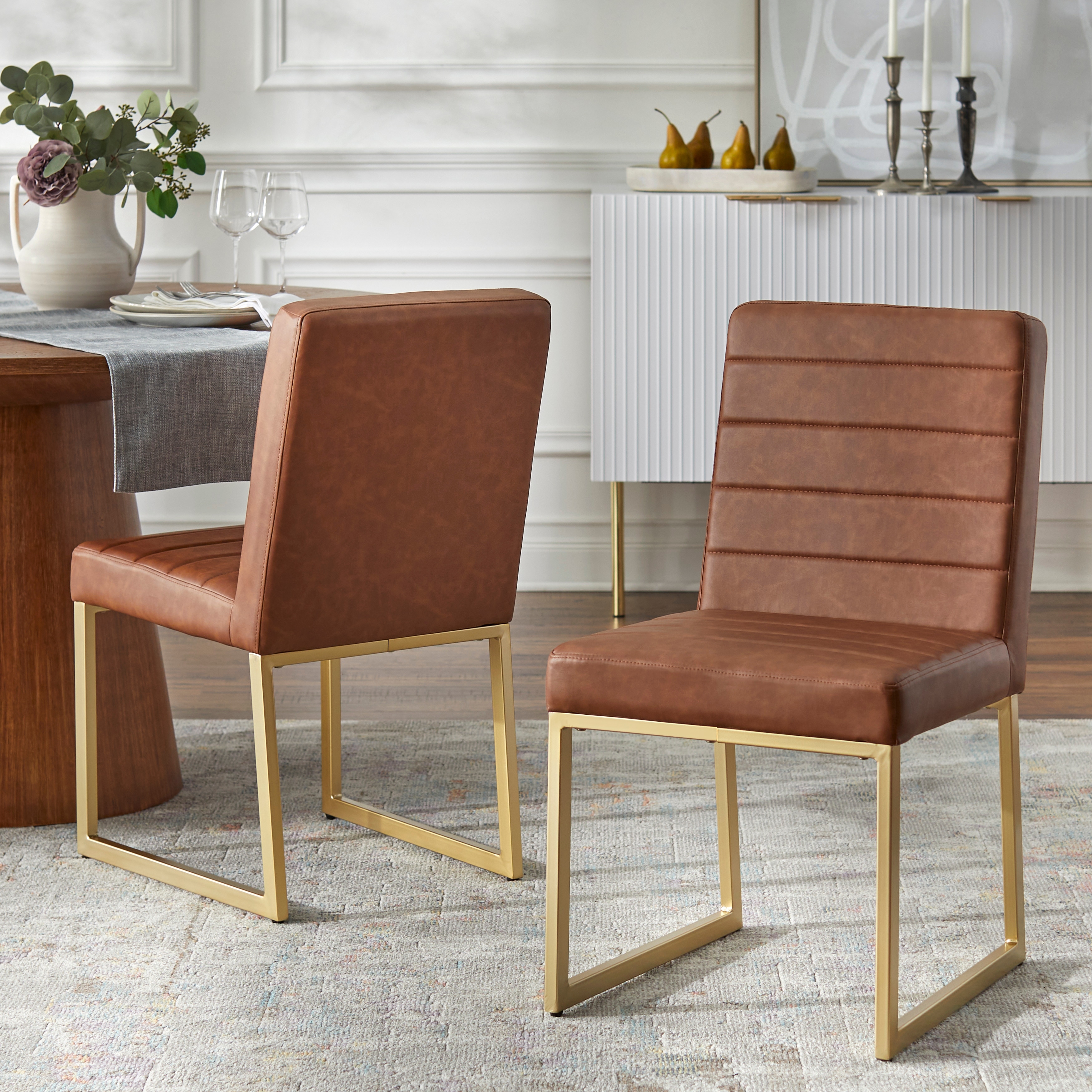 Gold Finish Faux Leather Dining Chairs Bed Bath Beyond