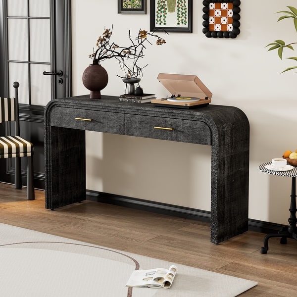 Unique Retro Silhouette Console Table with Open Style, Two Top Drawers ...