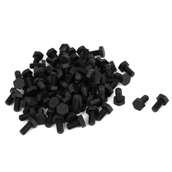 M6x12mm Full Thread Nylon Metric Hex Hexagon Head Cap Screw Bolt Black ...