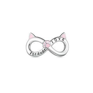 Pink Sterling Silver 'Forever Love' Cat Infinity Charm - Bed Bath ...