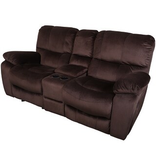 Porter Designs Ramsey Transitional Microfiber Recliner Console Loveseat ...