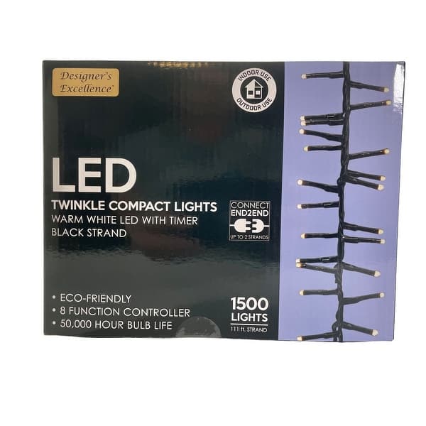 Direct Export LED Twinkle Cluster Lights 111 Ft Warm White w/ Black ...