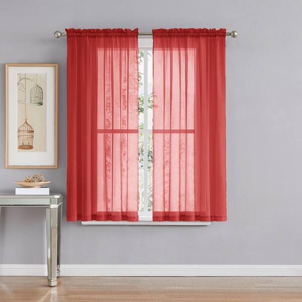 Window Elements Diamond Sheer Voile Extra Wide, 56 Inch Wide. Rod ...