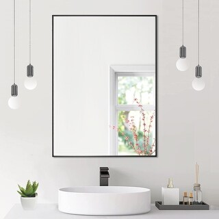 Organnice Rectangular Mirror Modern Black Frame Bathroom Vanity Mirror ...