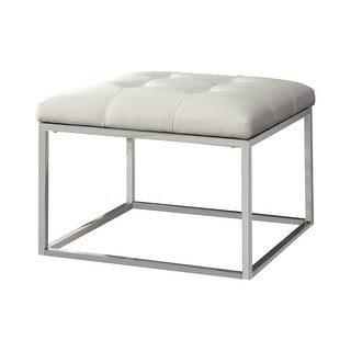 Contemporary Metal Base Ottoman, White - Bed Bath & Beyond - 35182178