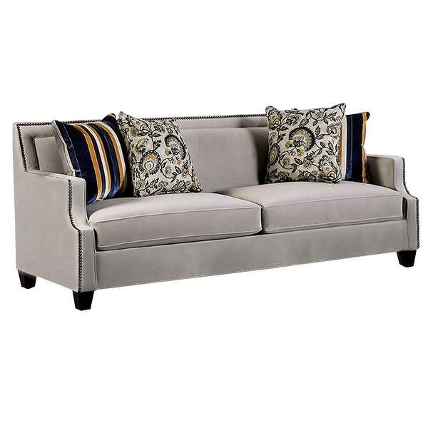 Kiyi 91 Inch Sofa, 4 Accent Pillows, Box Seat Cushions, Nailhead Trim ...