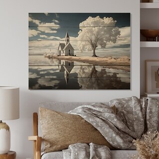 Designart "Landscape Church Sacred Reflections II" Spiritual Print on ...