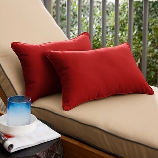 Crimson Red Indoor/ Outdoor Pillow Set, 12 in x 18 in - Bed Bath ...