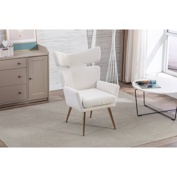 Velvet Upholstered Fishtail Back Armchair With Golden Legs - Bed Bath ...
