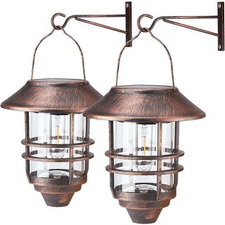 2 Pack Solar Lantern Wall Lights Fixtures, Solar Powered Porch Light ...