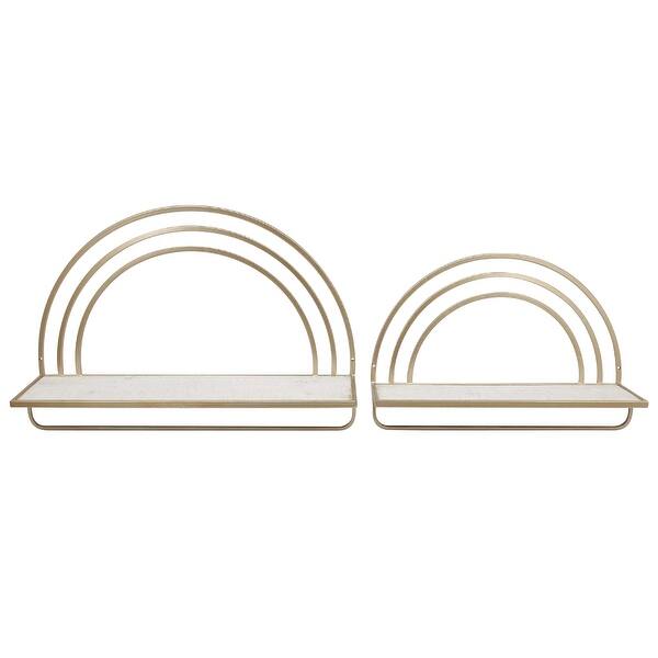 Set of 2 Metal and Plywood Rainbow Shaped Shelves Floating Shelves ...