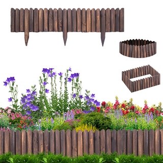 2-Pack Garden Wooden Short Fence Outdoor Landscape Edging Border - Bed ...