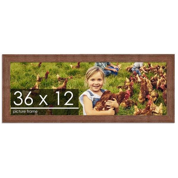 36x12 Frame Brown Barnwood Panoramic Frame with UV Acrylic Glass, Foam ...