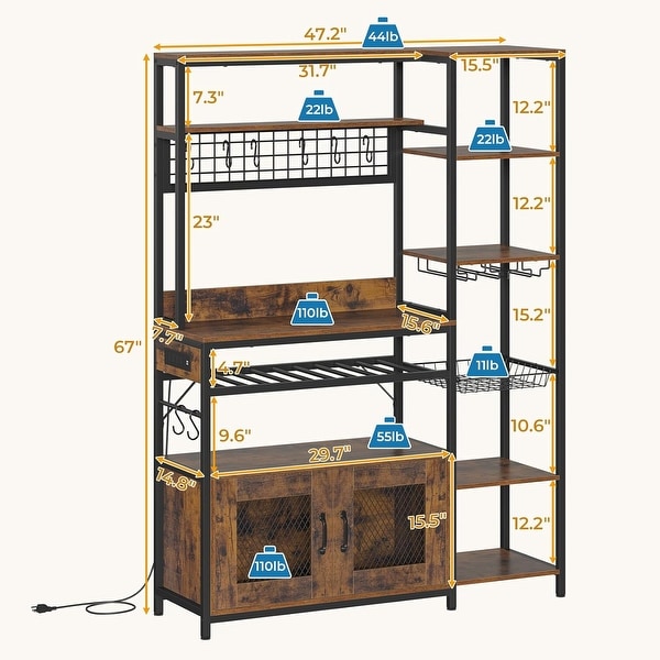 5 Tier Kitchen Shelf Bakers Rack Power Outlet Kitchen Coffee Bar On Sale Bed Bath Beyond 40165568