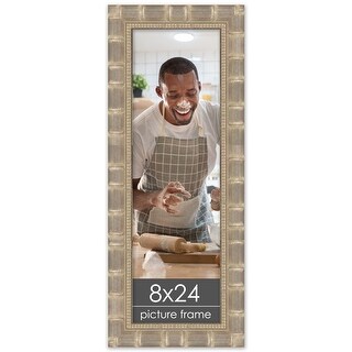 8x24 Bamboo Silver Complete Wood Picture Frame with UV Acrylic, Foam ...