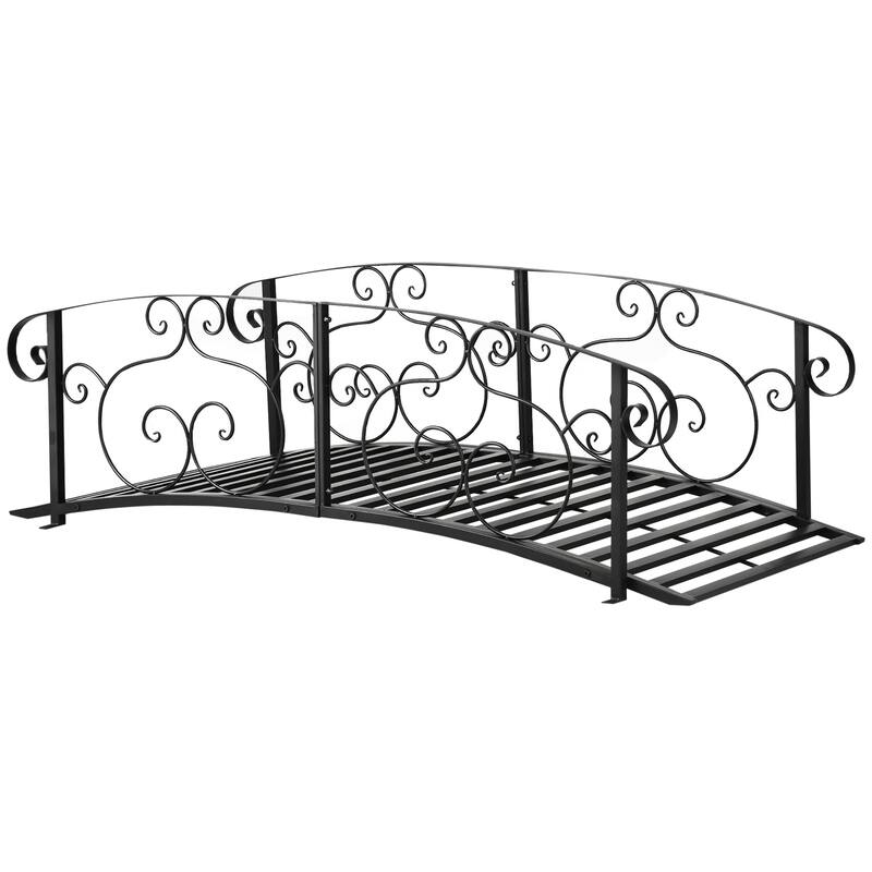 6' Metal Arch Backyard Garden Bridge, Safety Siderails, Arc Footbridge ...