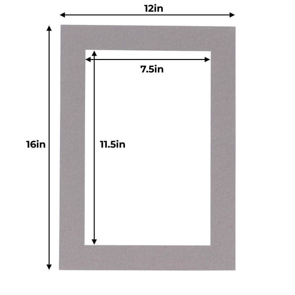 8x12 Mat for 12x16 Frame - Precut Mat Board Acid-Free Charcoal 8x12 ...