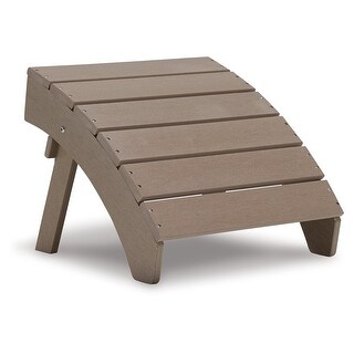 Sami 20 Inch Outdoor Ottoman, Slatted Design, Sloped Arc, Brown Finish ...