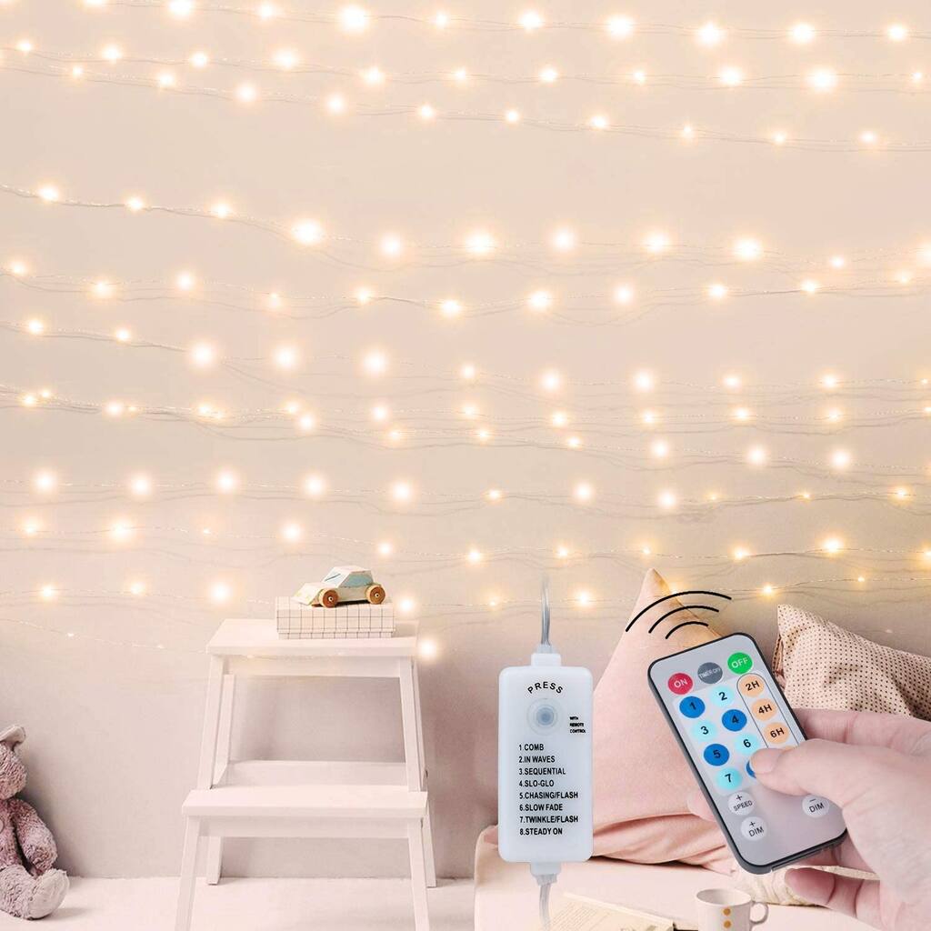 66 Feet 200 Led Firefly Lights for Bedroom, Warm White - Yellow ...