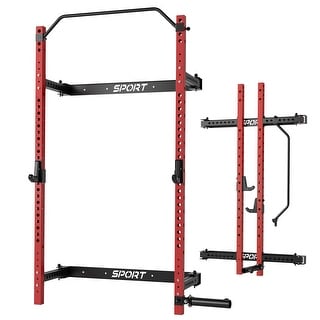Folding Squat Rack, 1000LBS Capacity Wall Mounted Squat Rack, Foldable ...
