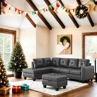 Sectional 3-Seaters Sofa ,Reversible Recliner,Storage Pad and Wood ...