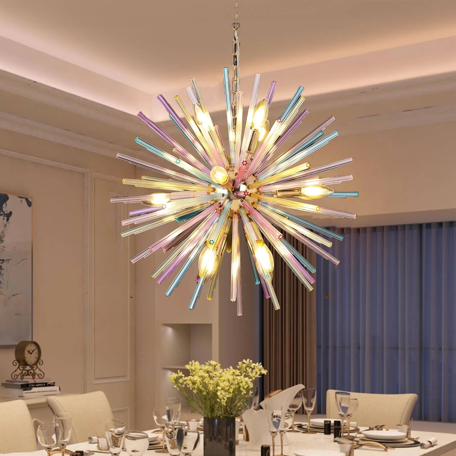 12-Light Modern Creative Sputnik Starburst Pendant Rainbow Sphere ...