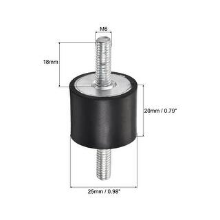 M6 Rubber Mounts, 4pcs Male/Male Shock Absorber, D25mmxH20mm - Black ...