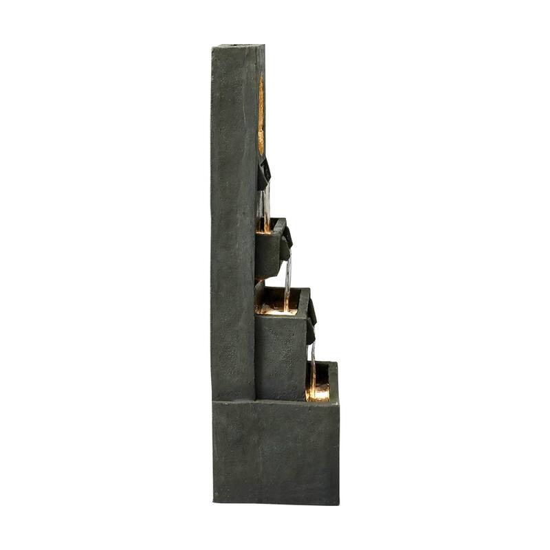 39.3 '' H Modern Slate Stone Look Floor Waterfall Fountain with LED ...
