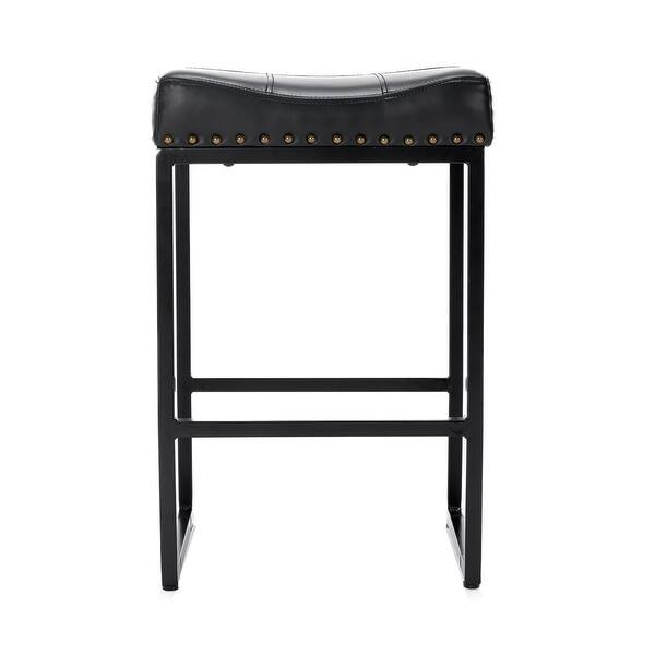 LUE BONA 24 in. Upholstered Saddle Seat Backless Counter Height Bar ...