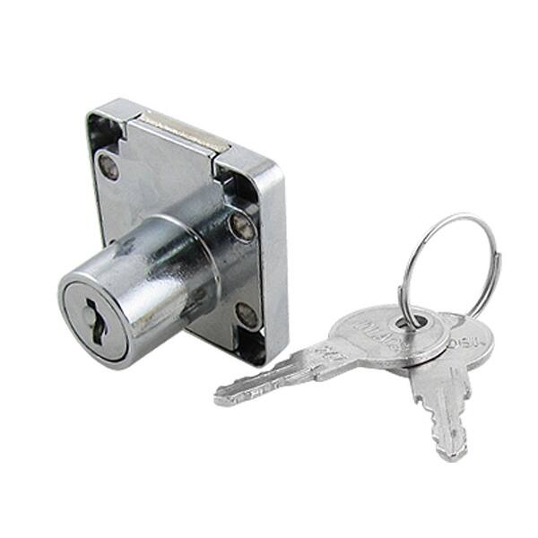 Home Silver Tone Cabinet Drawer Deadbolt Cylinder Lock w 2 Keys ...