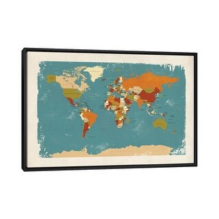 iCanvas "Retro Political Map Of The World IV" by Michael Tompsett ...