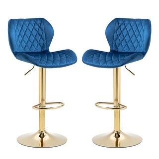 Set of 2 High Quality Velvet Swivel Bar Stools, Modern Barstools with ...
