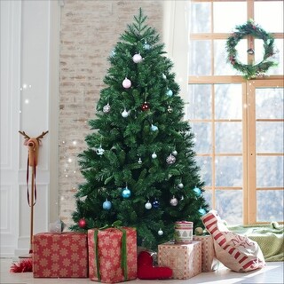 CUSchoice 5ft/6ft/7ft PE/PVC mixed green artificial Christmas tree ...