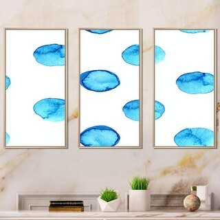 Designart "Light Blue Polka Dots" Modern Framed Artwork Set of 3 - 4 ...