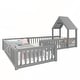 Multi-functional House Floor Bed with Door and Full-length Guardrails ...