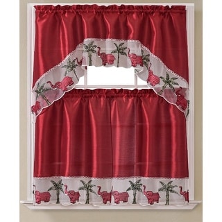 Elephant Embroidered Kitchen Curtain Set, Swag 60x36, 30x36 Inches ...