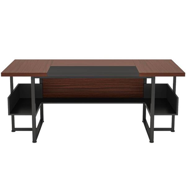 63-Inch Executive Desk with Bottom Shelves, Large Home Office Desk for ...