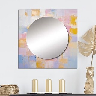 Designart "Timeless Moments In Pastel Pink Yellow And Blue I" Abstract ...