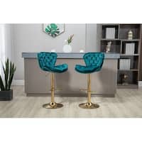 Velvet Counter Height Bar Chairs Set of 2, Adjustment Height Bar Stools ...