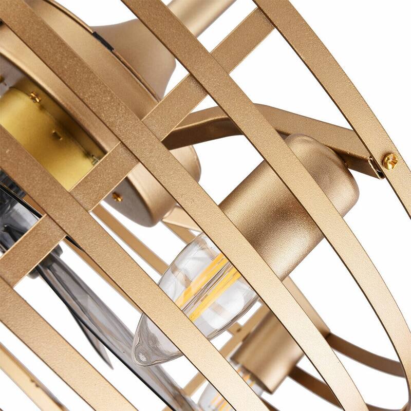 20" Matte Gold Modern Caged Ceiling Fan With Light Invisible Blades ...
