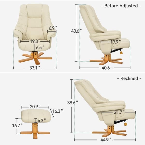 Moasis Curved Recliner Chair with Swivel Base and Ottoman - Bed Bath ...