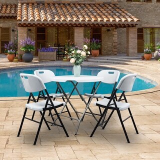4pcs Outdoor Garden Patio Plastic Folding Chair - White - Bed Bath ...