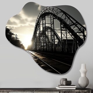 Designart - Rollercoaster Shadow - Amusement Parks Metal Wall Art ...