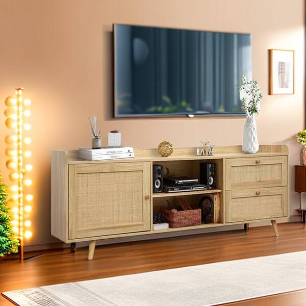 Mid Century Modern Entertainment Center TV Stand Large Media TV Console ...