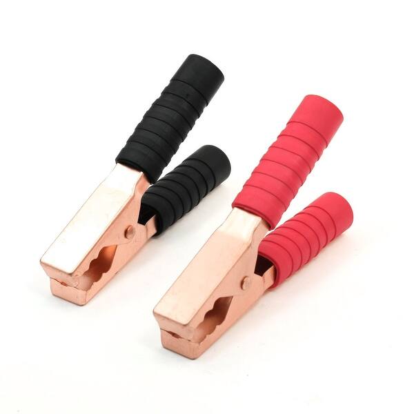 Pair 300V 142mm Spring Loaded Battery Alligator Clamp Clip Black Red ...
