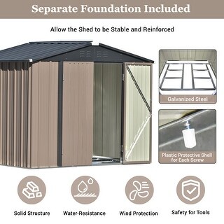 Metal Tool Storage Sheds Carports with Lockable Double Door and ...