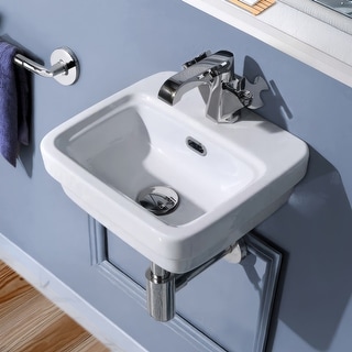 13" Rectangular Wall Mount Basin with Overflow Control Ledge, Single ...