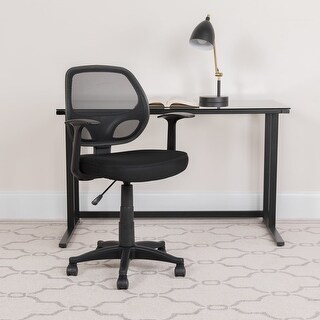 Mid-Back Black Mesh Swivel Ergonomic Task Office Chair with T-Arms ...